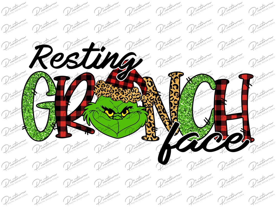 Resting Grinch Face Leopard Flannel Digital Design Png Download - Etsy