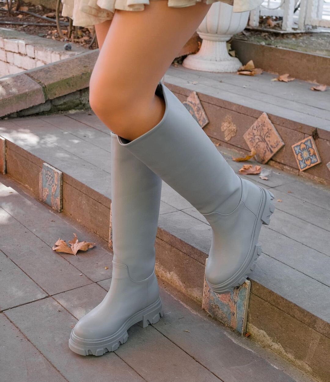 Luscious London Ravi Grey Chunky Long Boots - Etsy