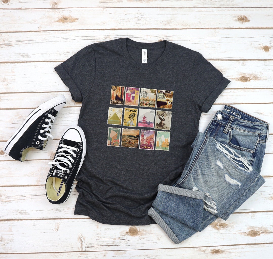 Vintage Travel Stamps T-shirt, UNISEX Retro Countries Stamp Shirt ...