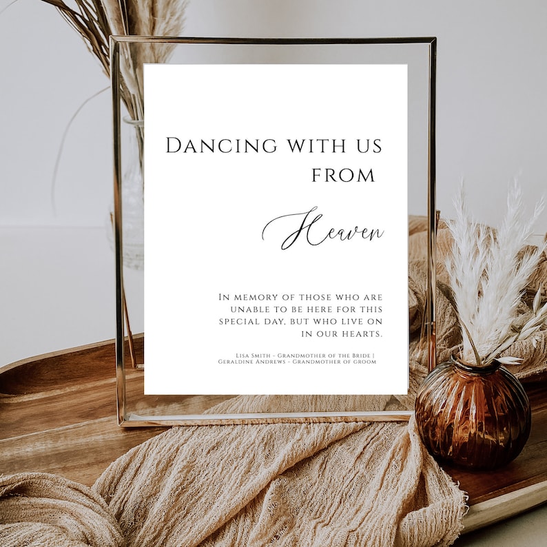 Wedding Memory Table Sign Template | Dancing With Us in Heaven (instant ...