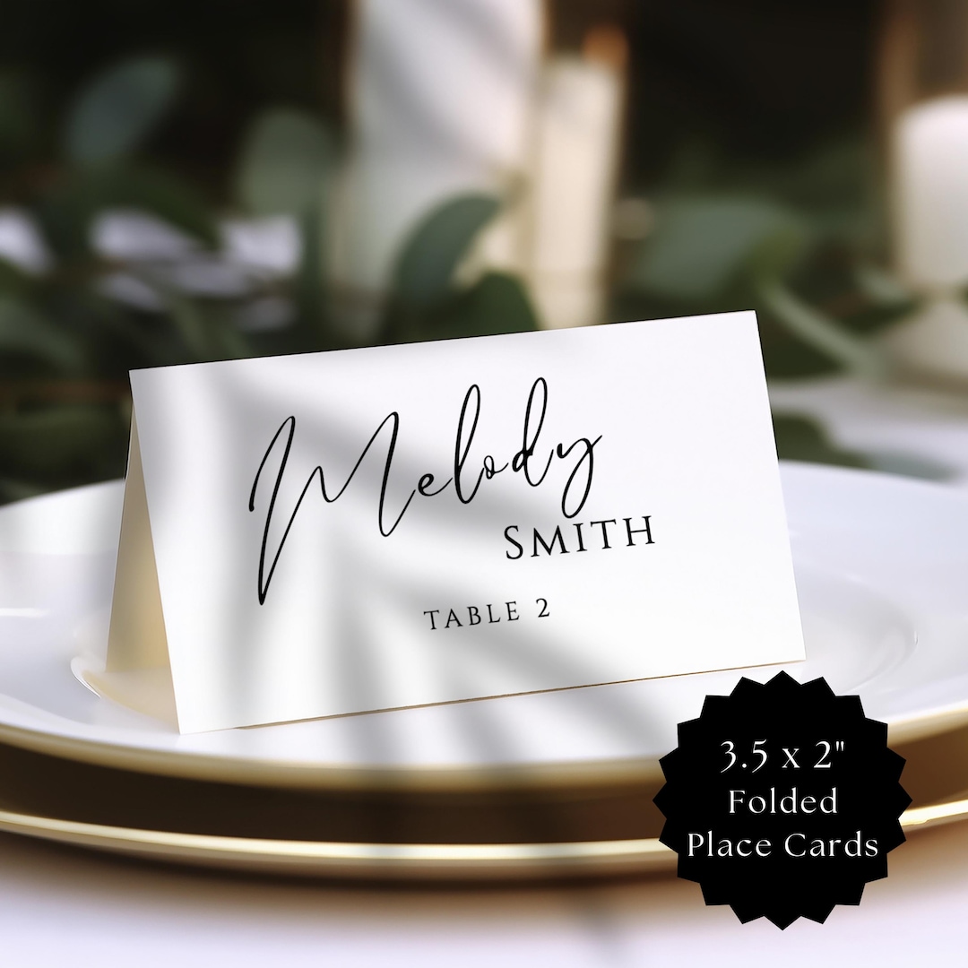 Folded Name Cards, Place-holder for Reception, Wedding Table Names ...