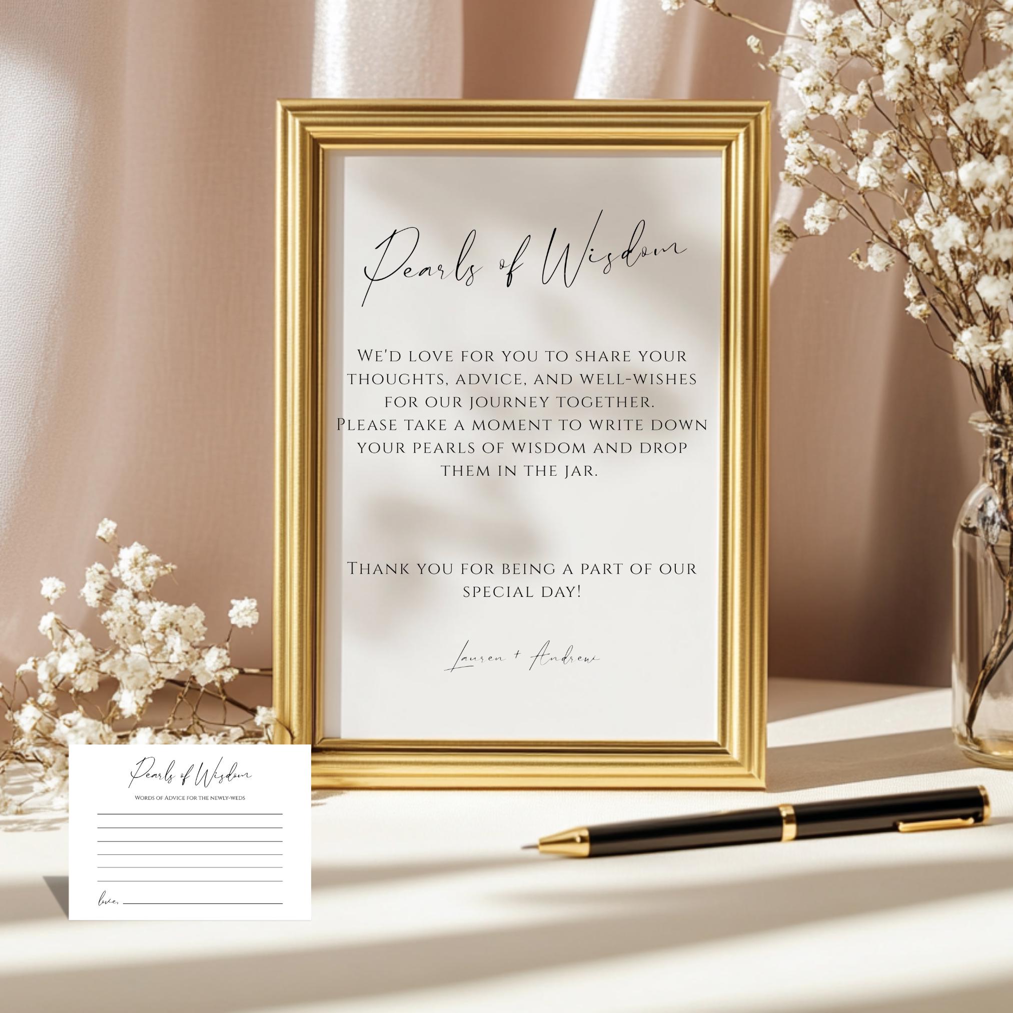 Pearls of Wisdom Bridal Shower, Words of Wisdom and Well Wishes for ...