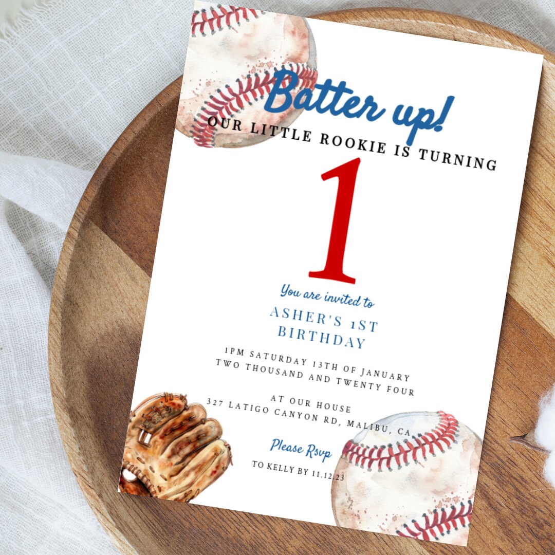 Baseball Birthday Invitation | First Birthday Baseball Invitation | Our ...
