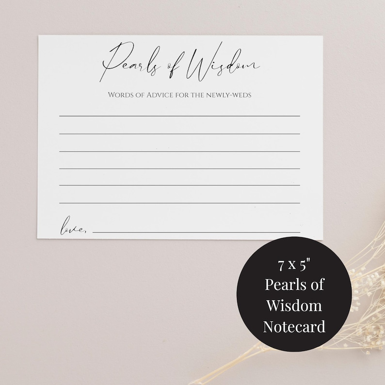 Pearls of Wisdom Bridal Shower, Words of Wisdom and Well Wishes for ...