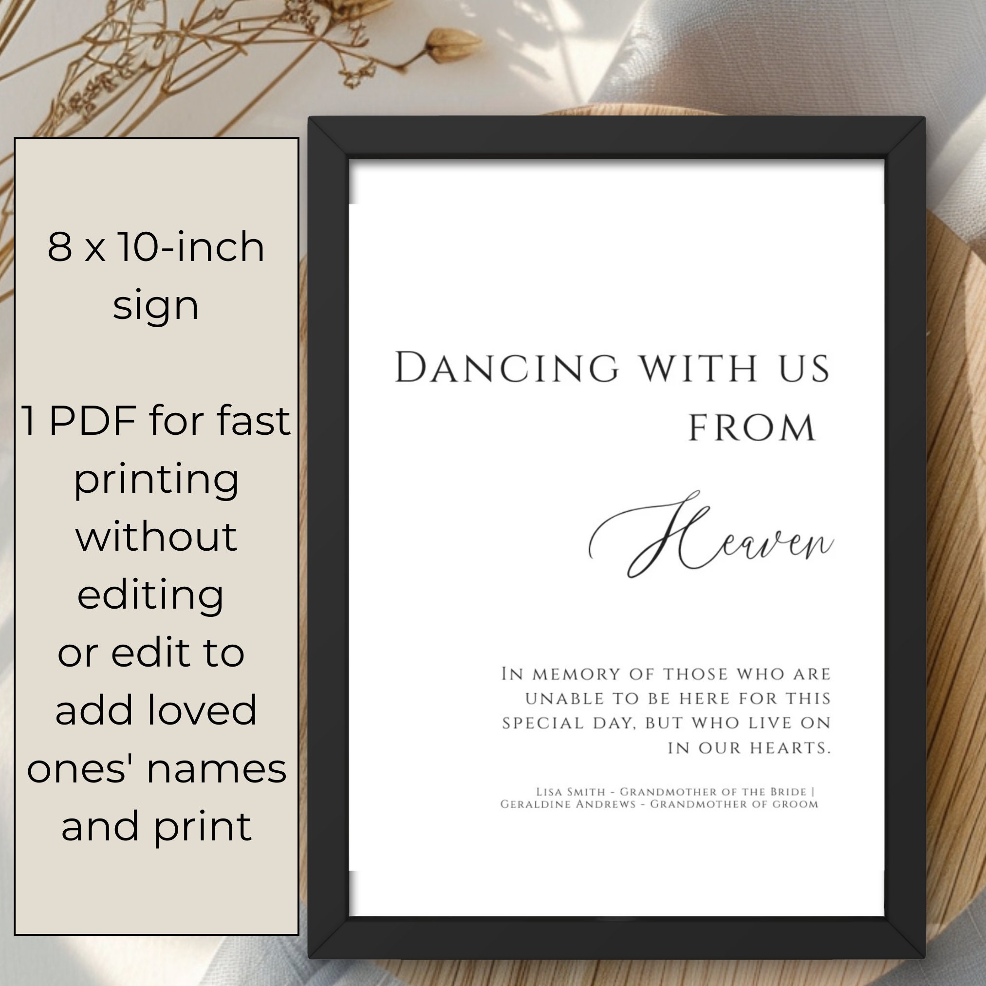 Wedding Memory Table Sign Template | Dancing With Us in Heaven (instant ...