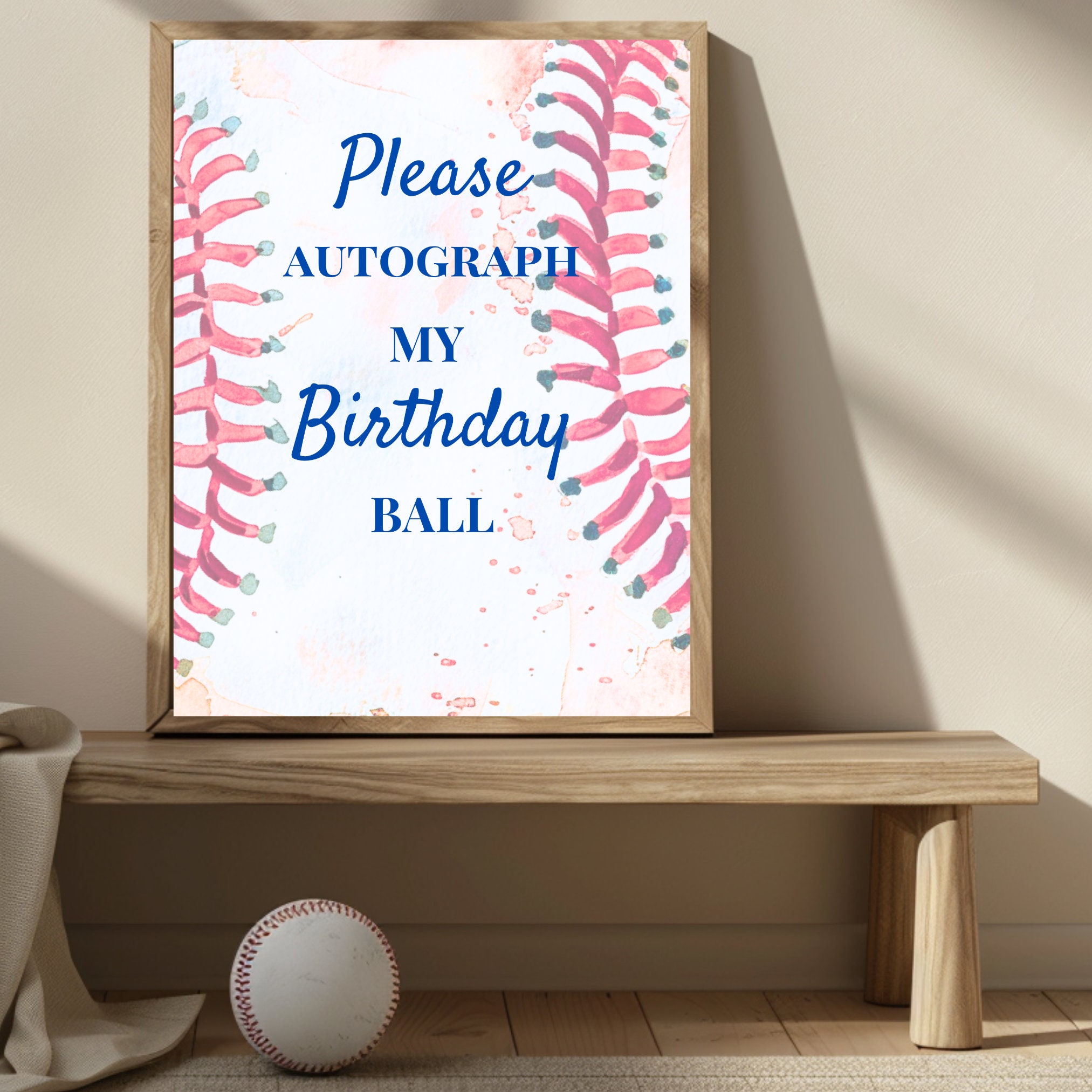 Sign My Birthday Ball Table Sign Baseball Birthday Party Autograph My ...