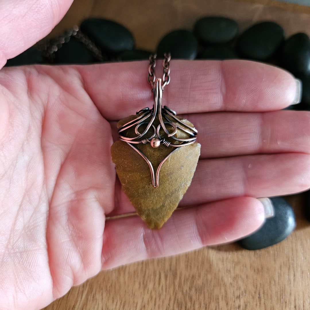 Large Natural Flint Arrowhead From Nature Reserve. Bare Copper Wire Wrapped - Etsy