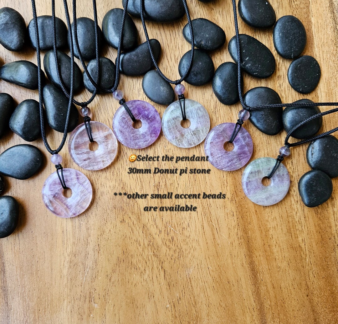Translucent Fluorite 30mm Pi Stone Pendant, Adjustable Necklaces - Etsy