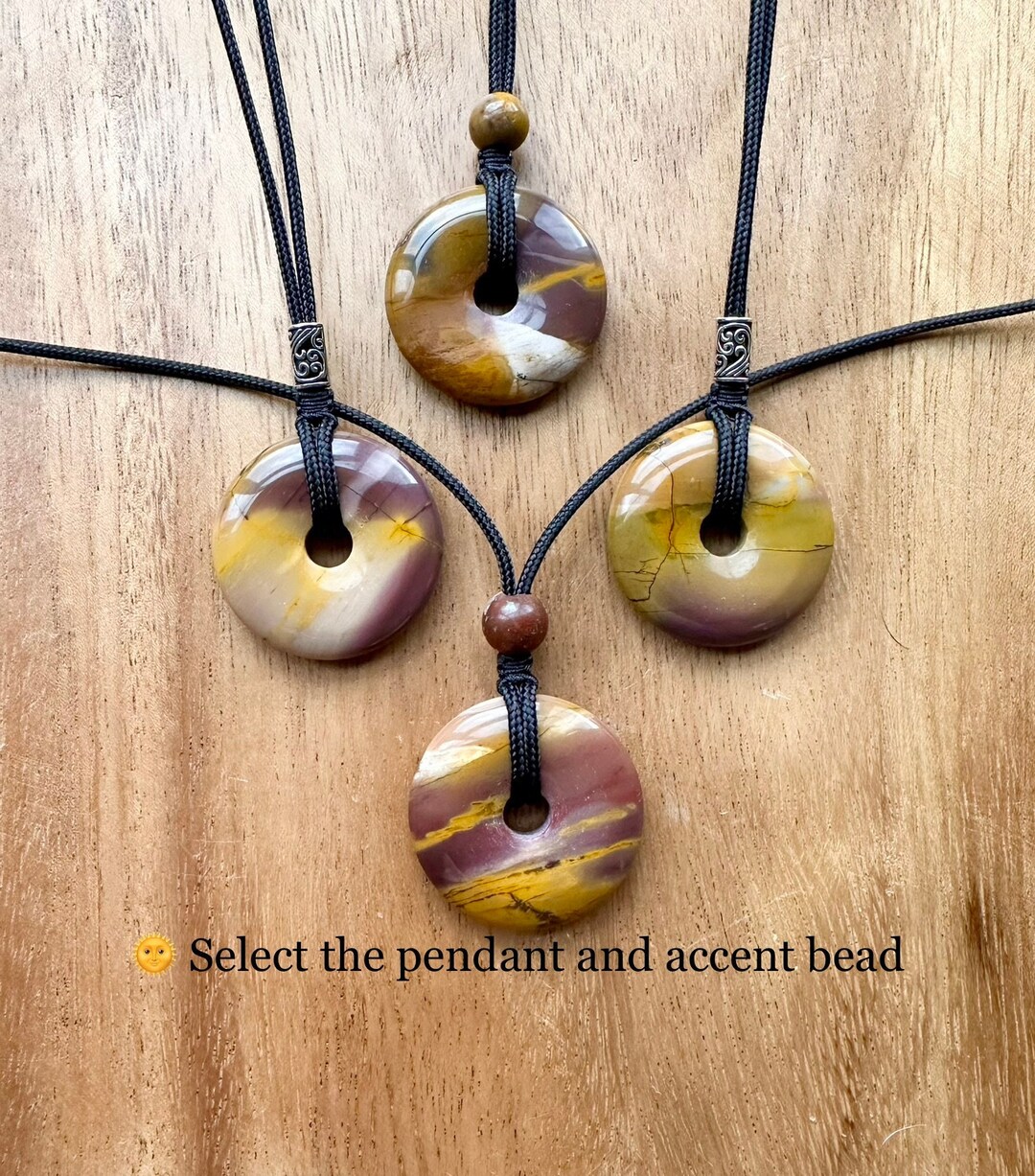 Mookaite 30mm Donut Pi Stone Pendant With Adjustable Necklace - Etsy