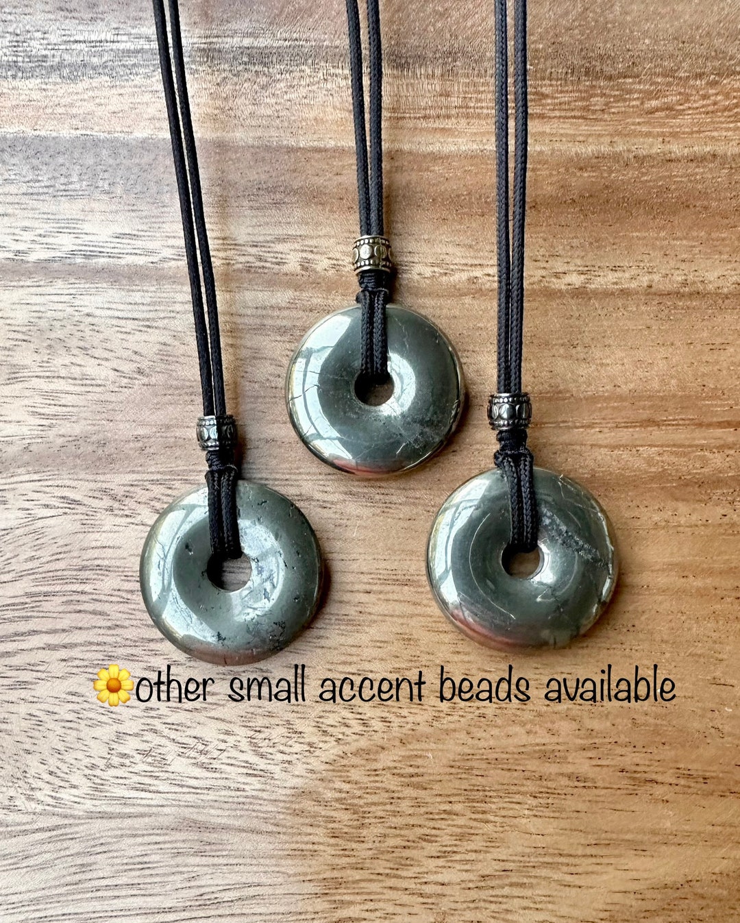 Pyrite 30mm Donut Pi Stone Pendant With an Adjustable Necklace - Etsy