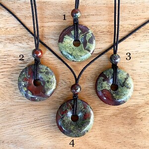 Dragon Blood 30mm Donut Pi Stone Pendant Adjustable Necklace - Etsy