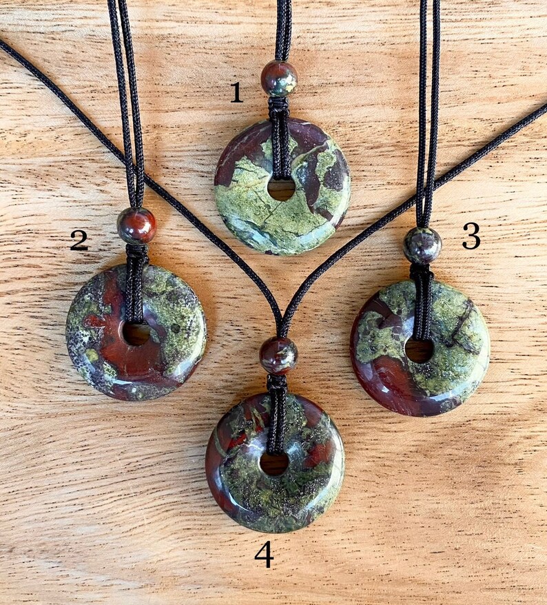 Dragon Blood 30mm Donut Pi Stone Pendant Adjustable Necklace - Etsy