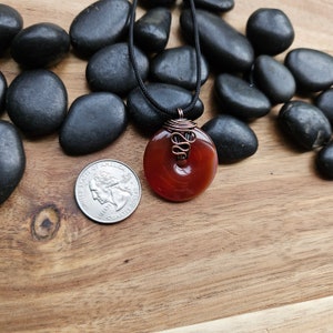 Carnelian 30mm Donut Pi Stone, Chipped Portion in the Back Covered With ...