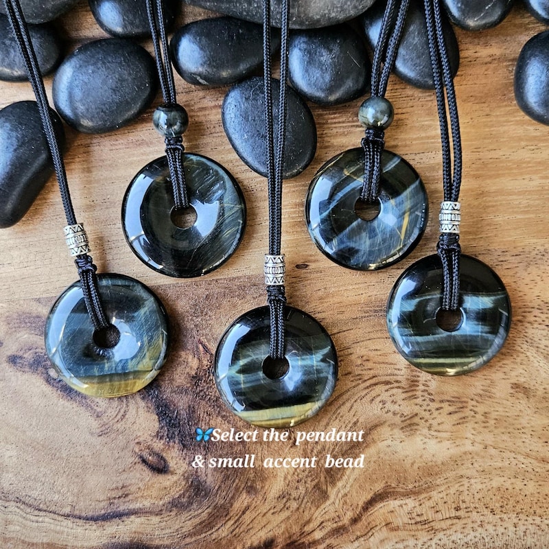 Donut Tiger Eye Necklace - Etsy