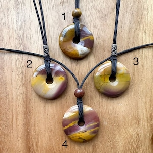 Mookaite 30mm Donut Pi Stone Pendant With Adjustable Necklace - Etsy