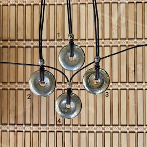 Pyrite 30mm Donut Pi Stone Pendant With an Adjustable Necklace - Etsy