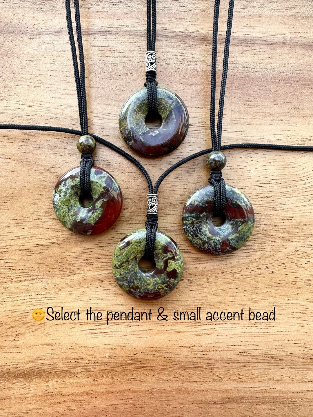 Dragon Blood 30mm Donut Pi Stone Pendant Adjustable Necklace - Etsy