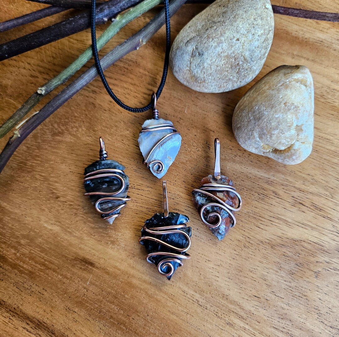 Flint Arrowhead Necklace, Copper Wire-wrapped Pendant Necklace - Etsy