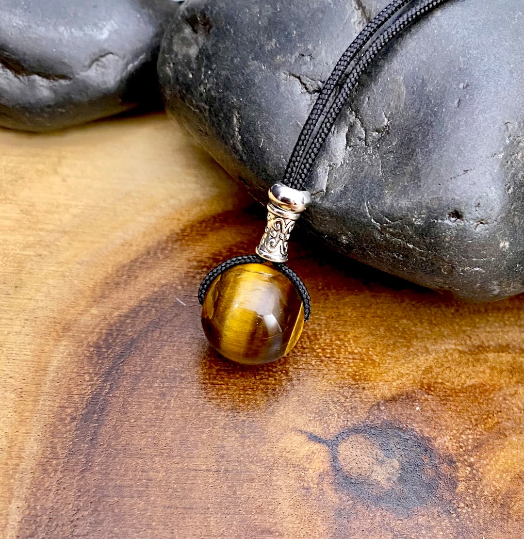 Tiger Eye Pi Stone Crystal Pendant, Adjustable Necklace - Etsy