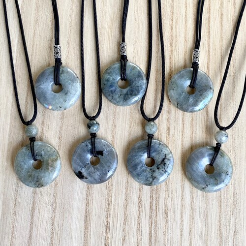 Dragon Blood 30mm Donut Pi Stone Pendant Adjustable Necklace - Etsy