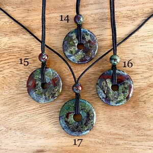 Dragon Blood 30mm Donut Pi Stone Pendant Adjustable Necklace - Etsy