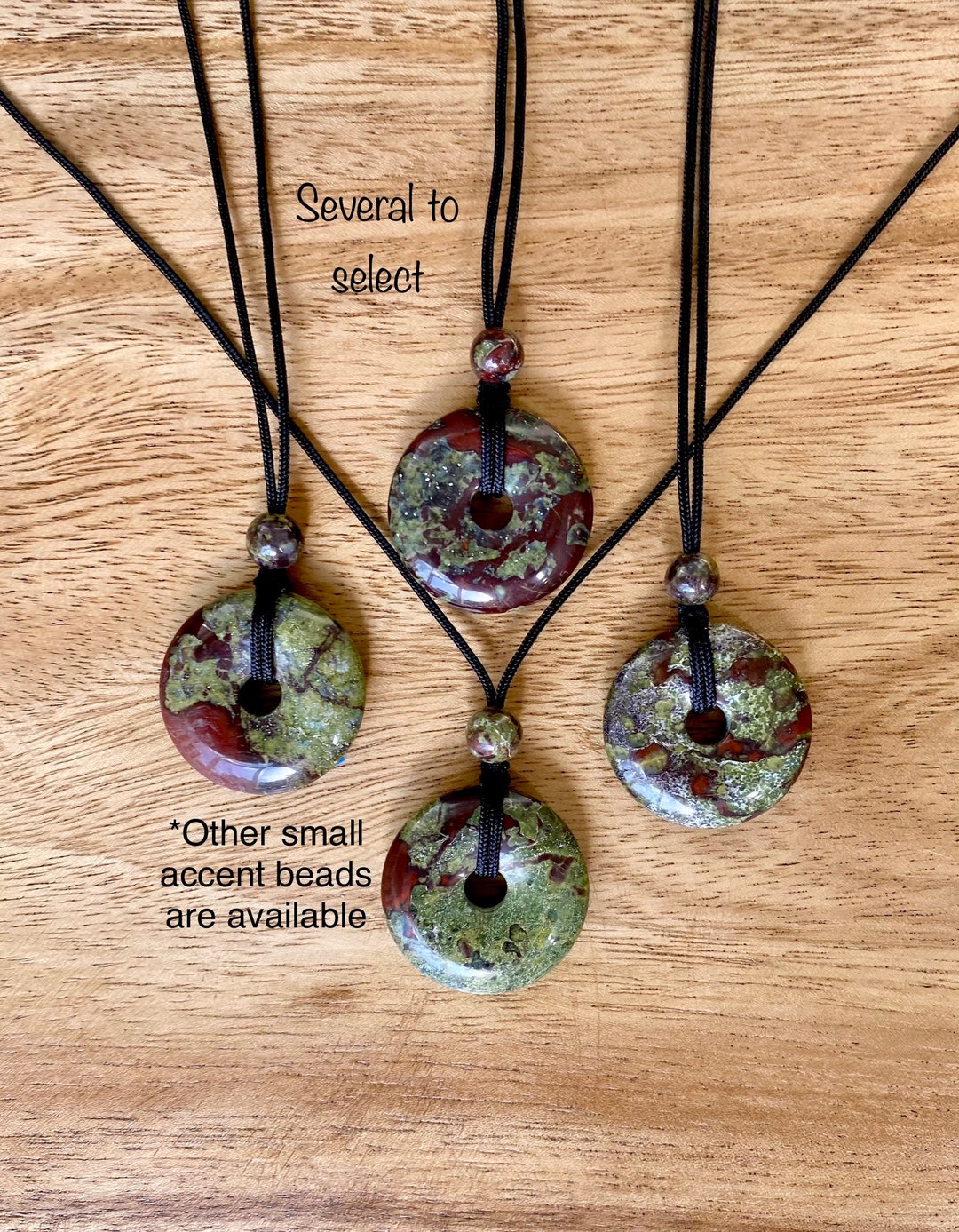 Dragon Blood 30mm Donut Pi Stone Pendant Adjustable Necklace - Etsy