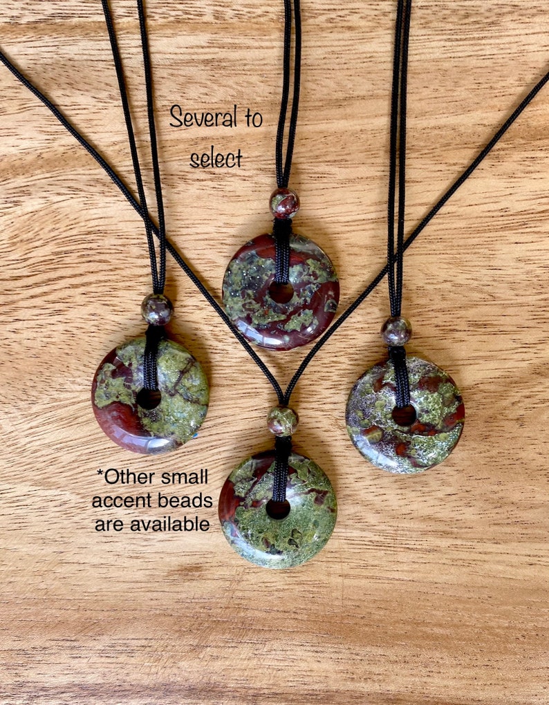 Dragon Blood 30mm Donut Pi Stone Pendant Adjustable Necklace - Etsy