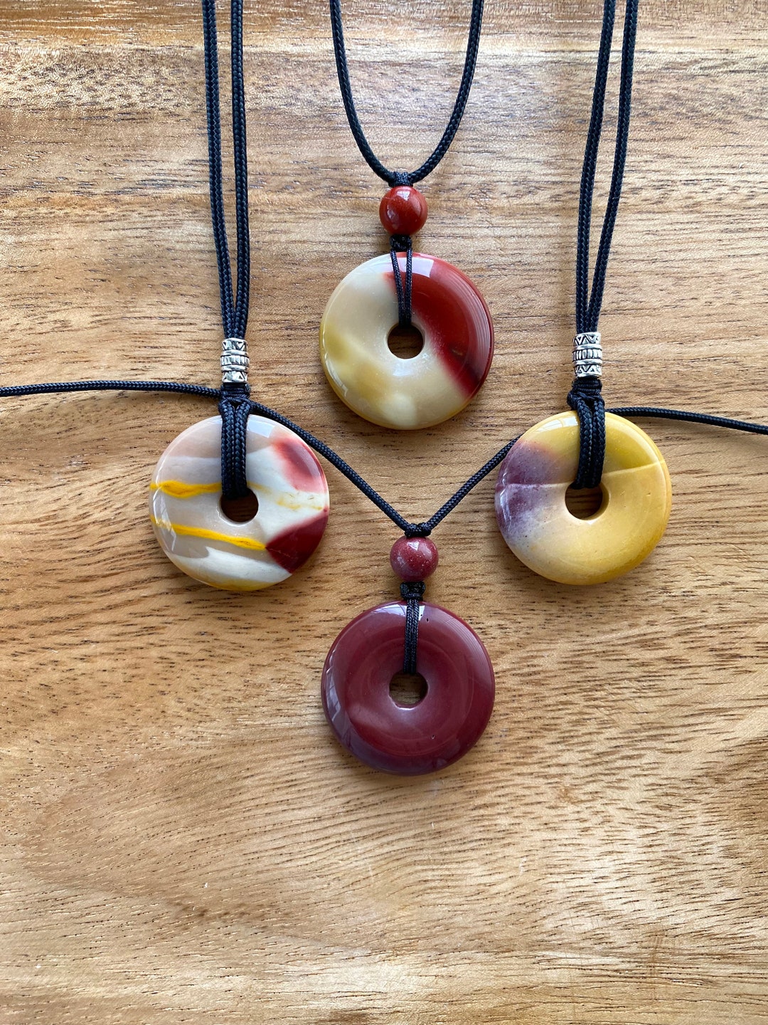 Mookaite 30mm Donut Pi Stone Pendant With Adjustable Necklace - Etsy