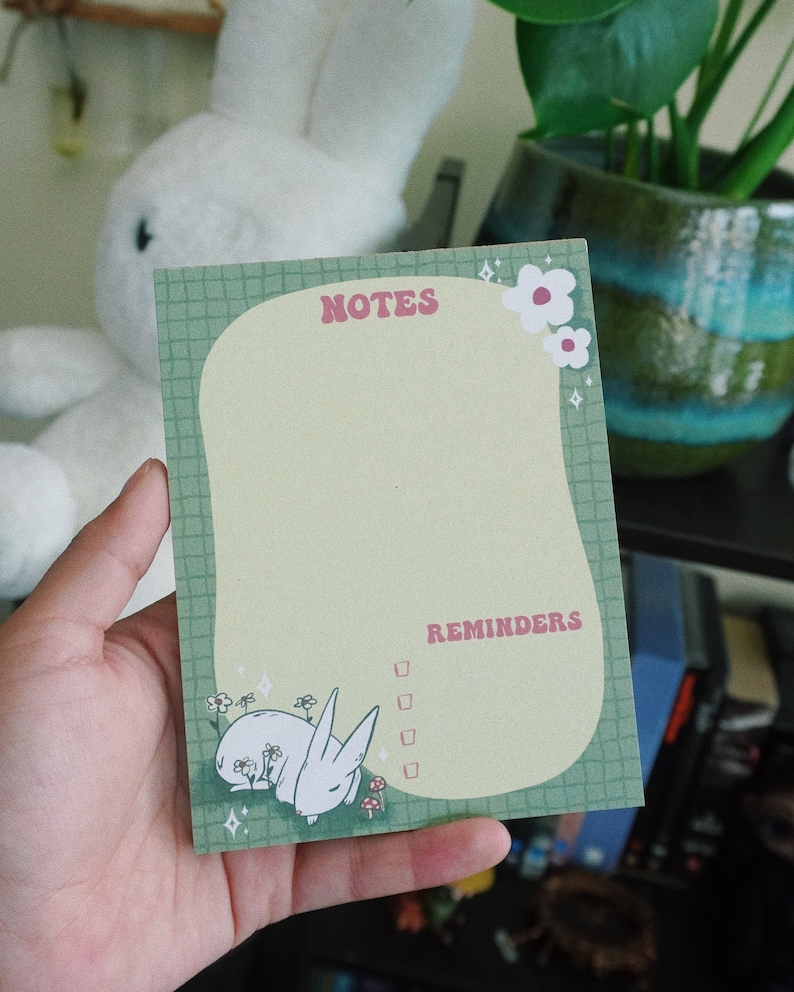 Bunny Notepad // Cute Meadow Rabbit to Do List Memo Pad With Flowers - Etsy