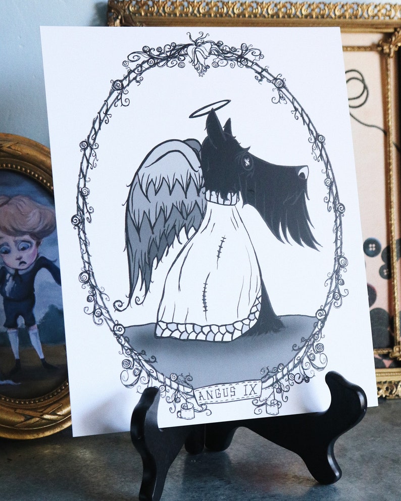 Coraline Scottie Dog Art Print Black and White// Angus Taxidermy Dog ...