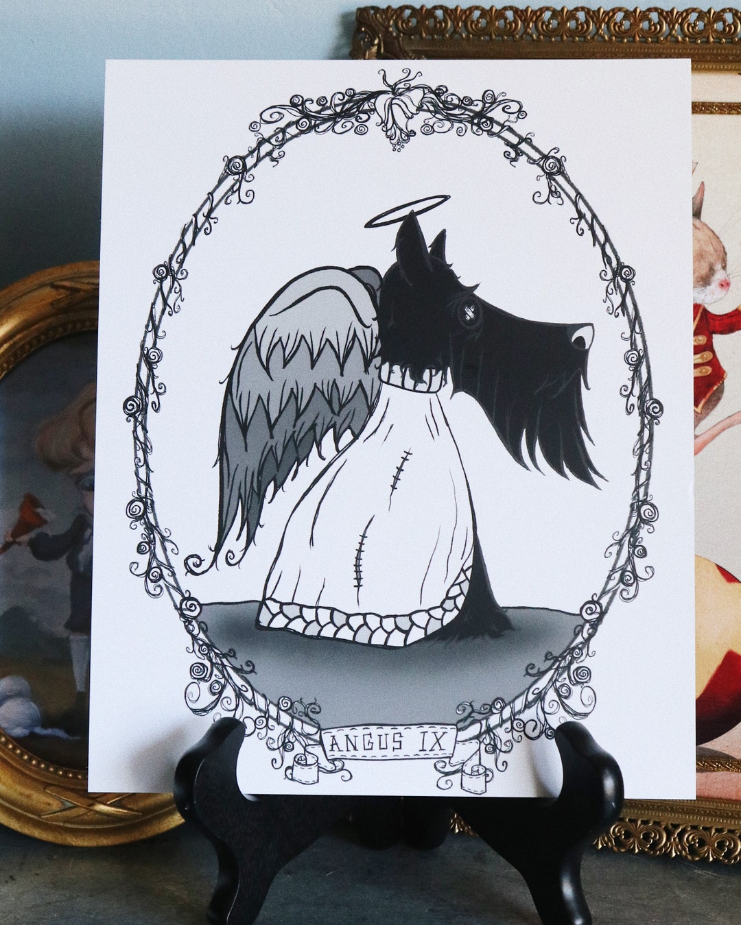 Coraline Scottie Dog Art Print Black and White// Angus Taxidermy Dog ...