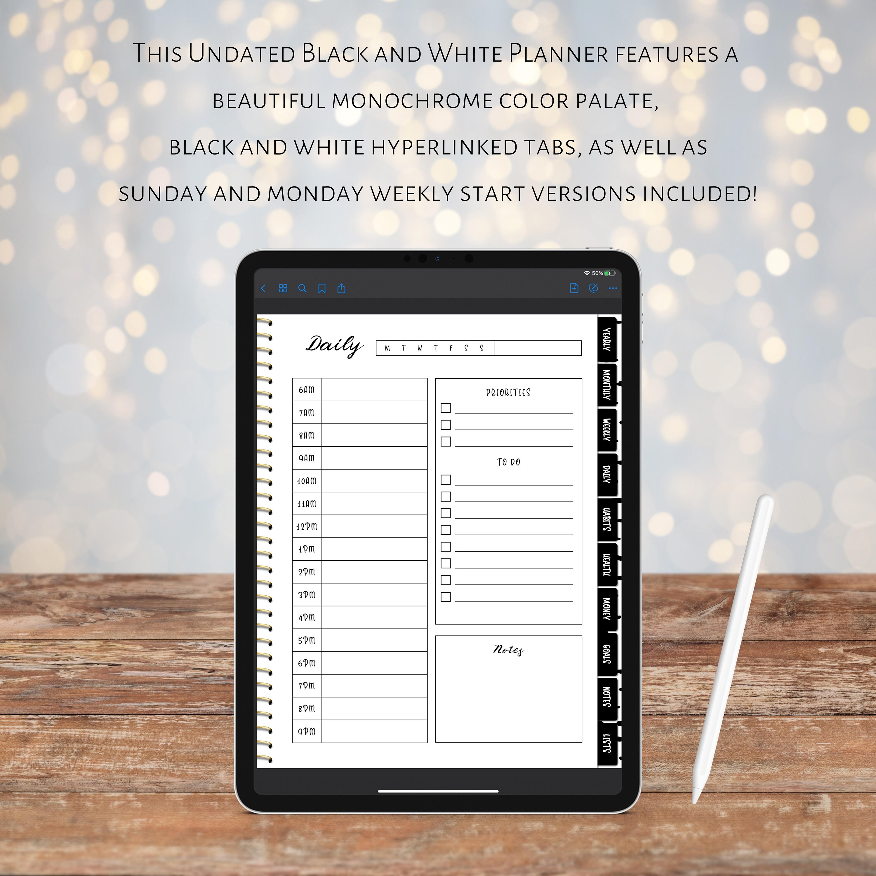 Paper Calendars & Planners Monochrome Nature Simple Undated Digital ...