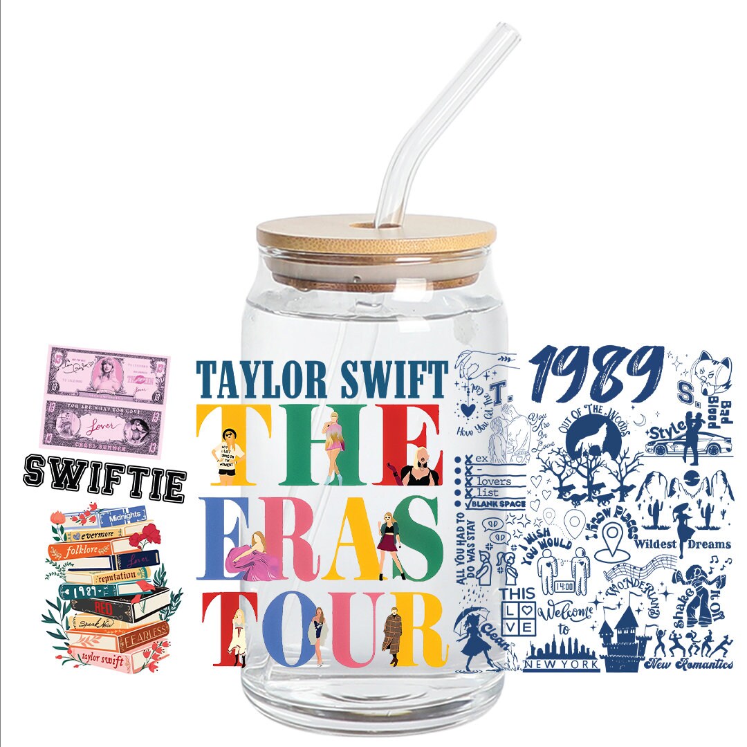 Taylor Swift Inspired 16 Oz Libbey Glass Wrap Instant PNG Design, 4.5x9 ...
