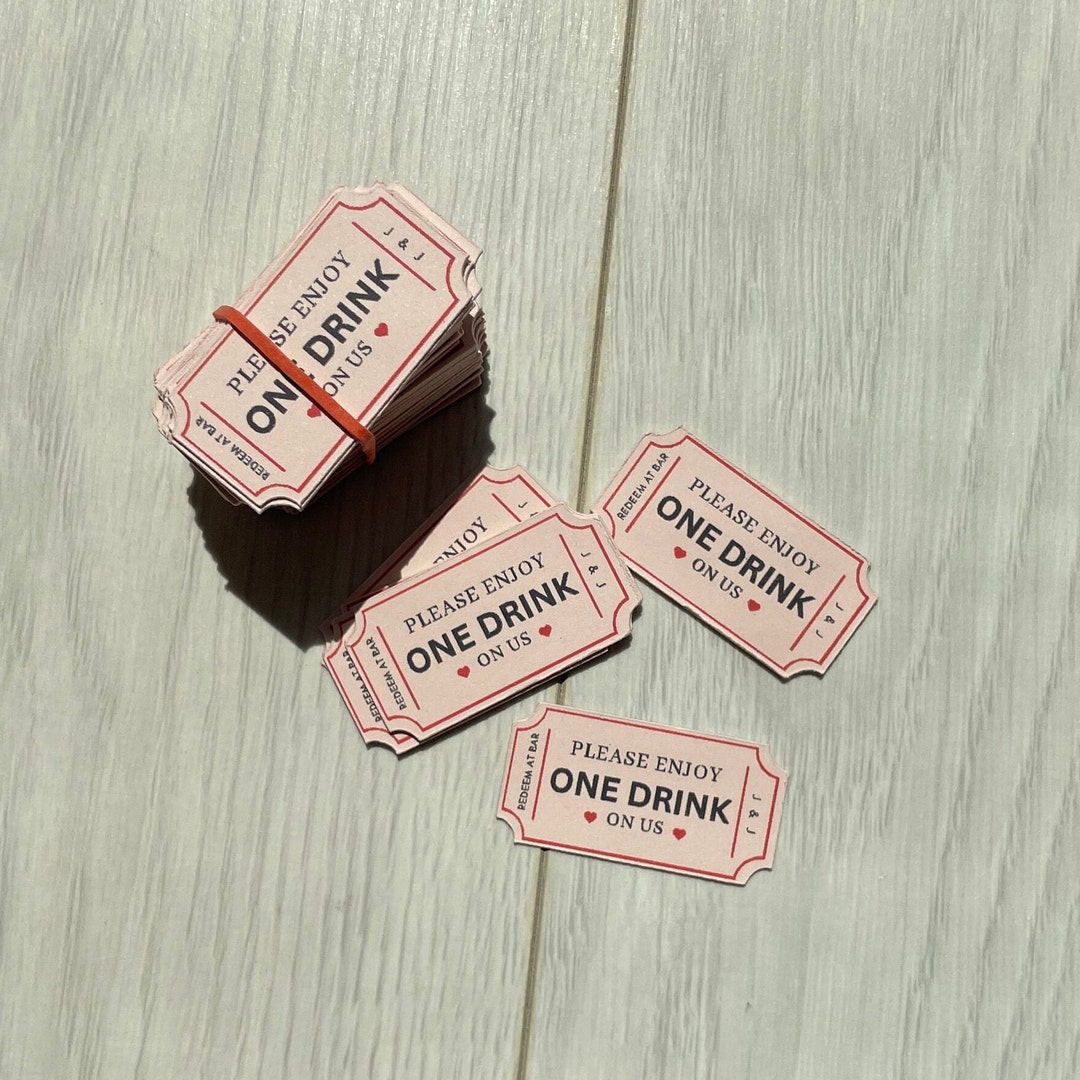 Personalized Non Digital Drink Tickets for Wedding, Drink Vouchers ...