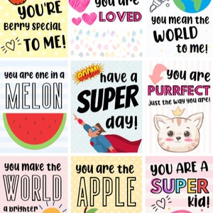 Printable Lunch Box Notes, Lunch Box Cards for Kids, Printable Kindness ...