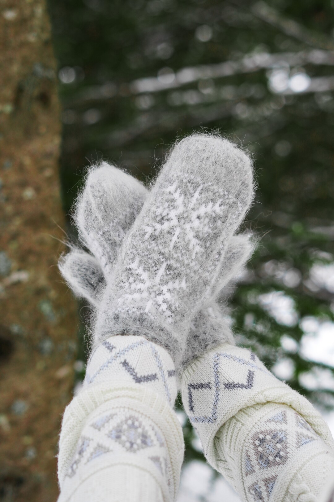 Goat Down Mittens, for Women/men, 100% Handmade, Soft, Eco-responsible ...