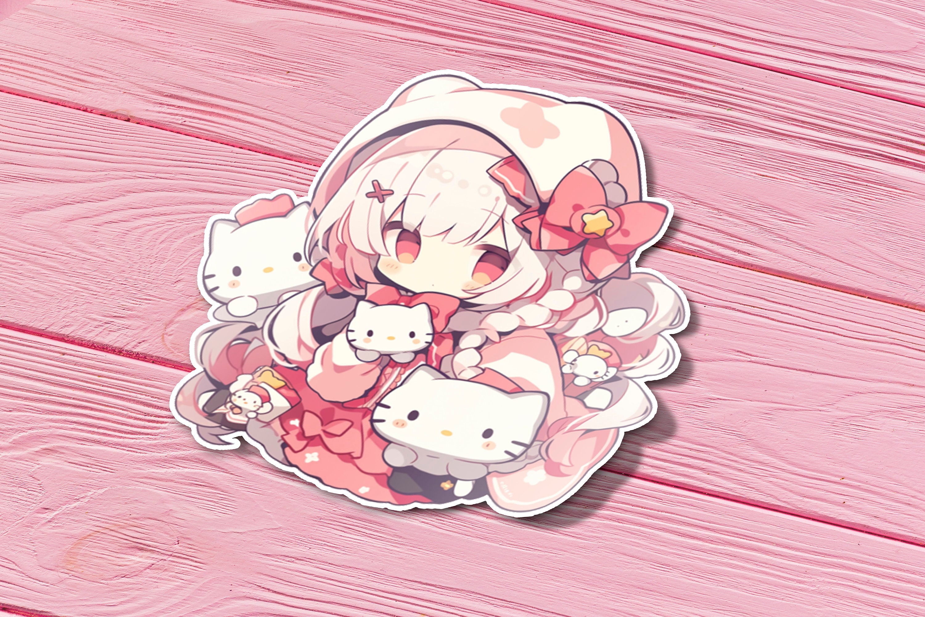 Hello Kitty Inspired Sticker Girl Cat Bumper Sticker - Etsy