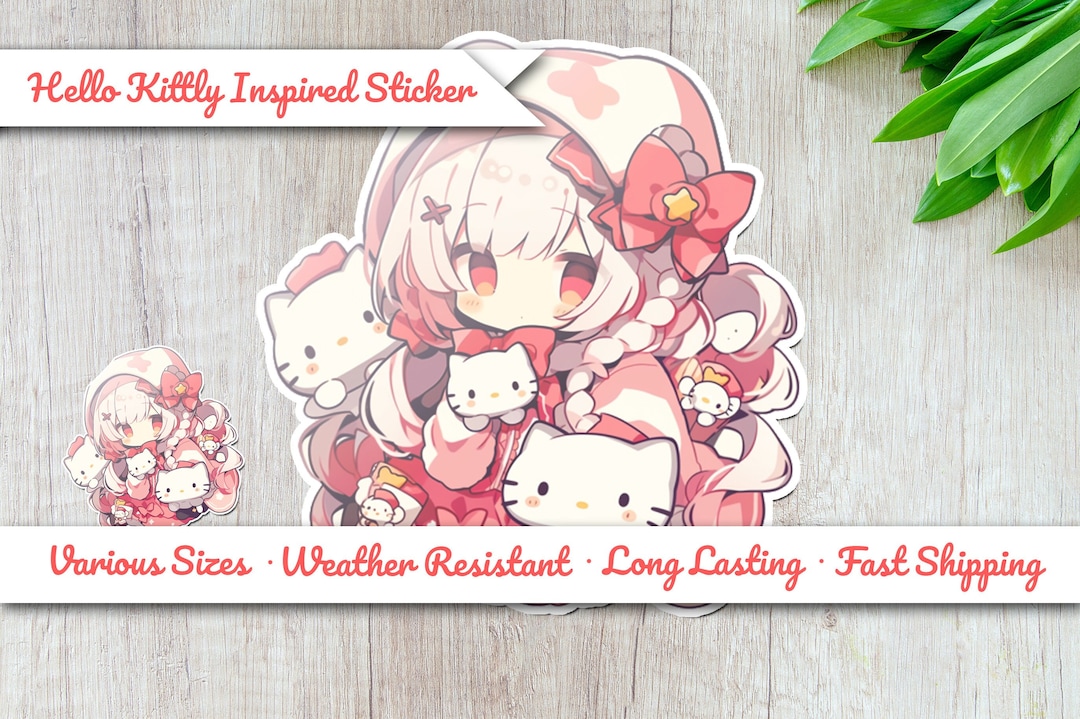 Hello Kitty Inspired Sticker, Girl, Cat, Bumper Sticker, Planner ...