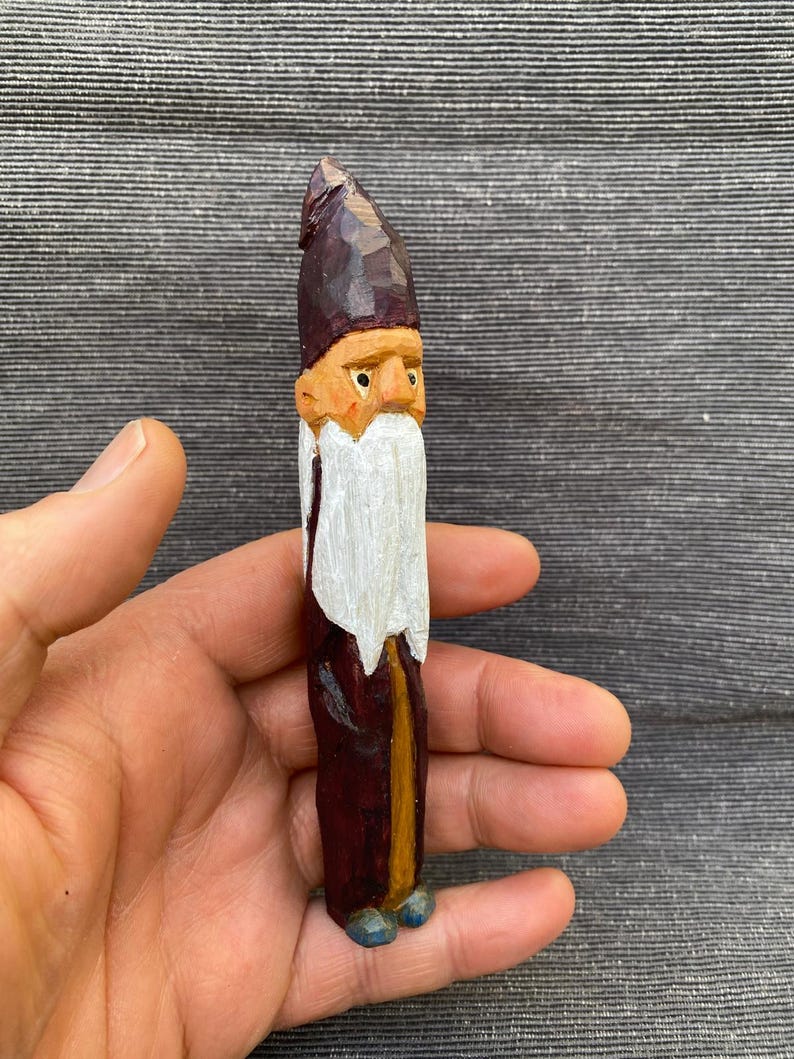 Hand Carved Wizard Figurine Wood Carving - Etsy