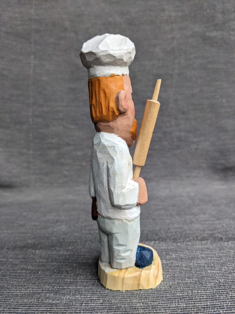 Baker Handmade Wood Figurine Carving Collectible Wooden Caricature ...