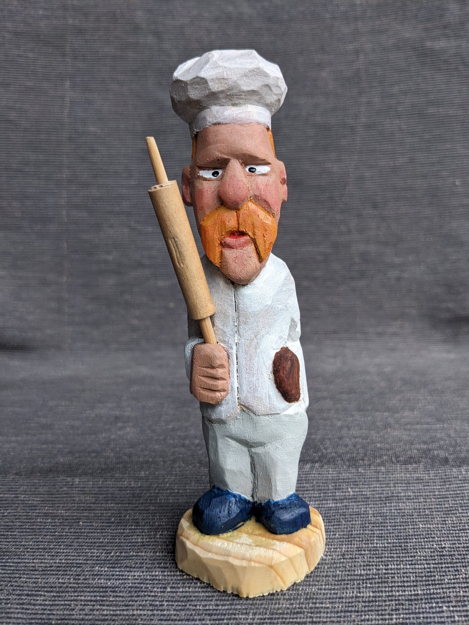 Baker Handmade Wood Figurine Carving Collectible Wooden Caricature ...
