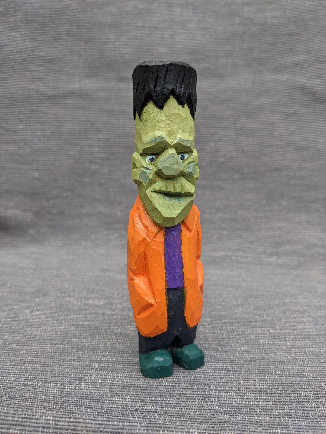 Hand Carved Frankenstein Halloween Ornament Wood Figurine - Etsy