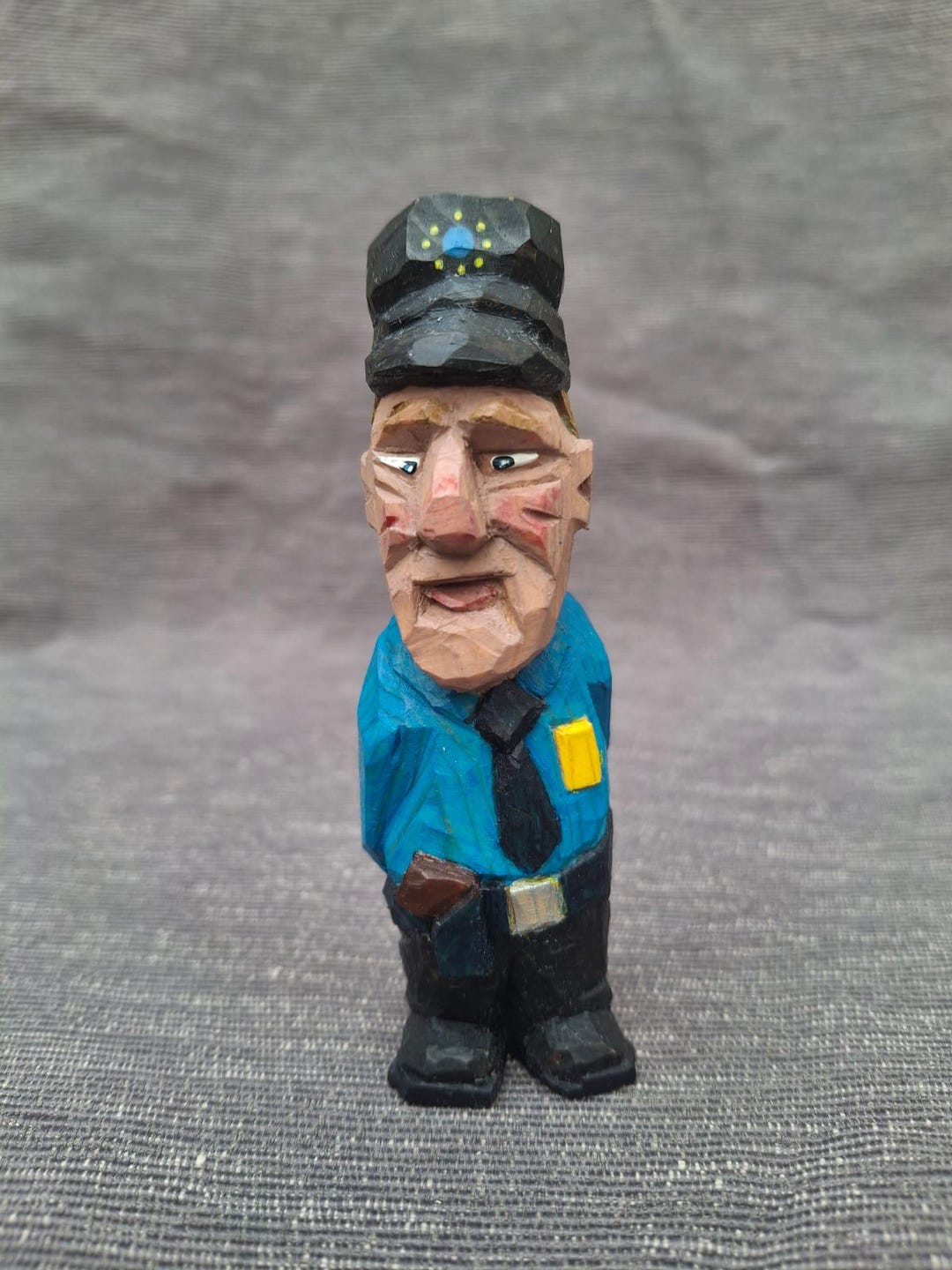 Policeman Handmade Wood Figurine Hand Carved Gift - Etsy