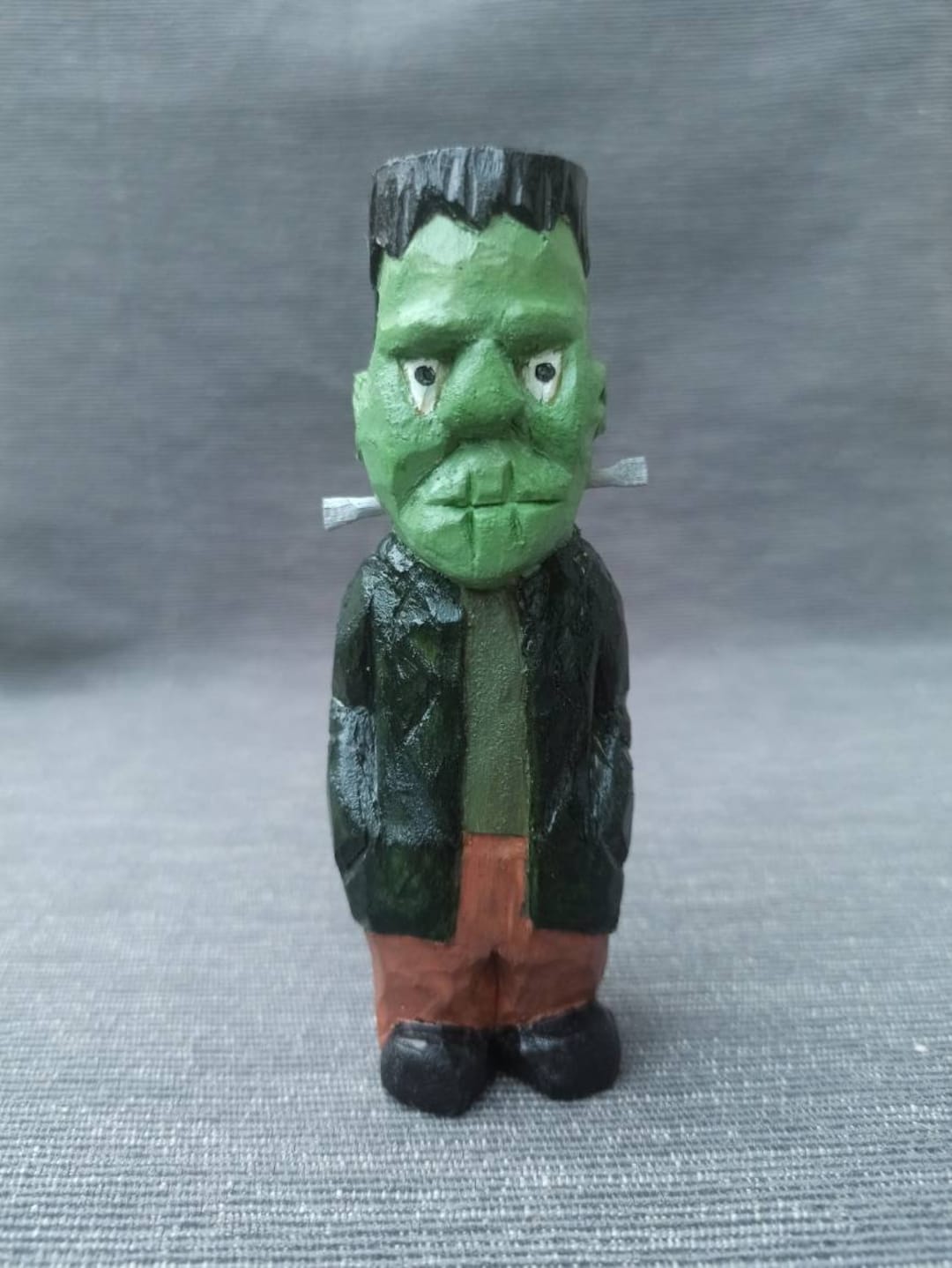 Frankenstein Halloween Handmade Wood Figurine Carving Collectible ...