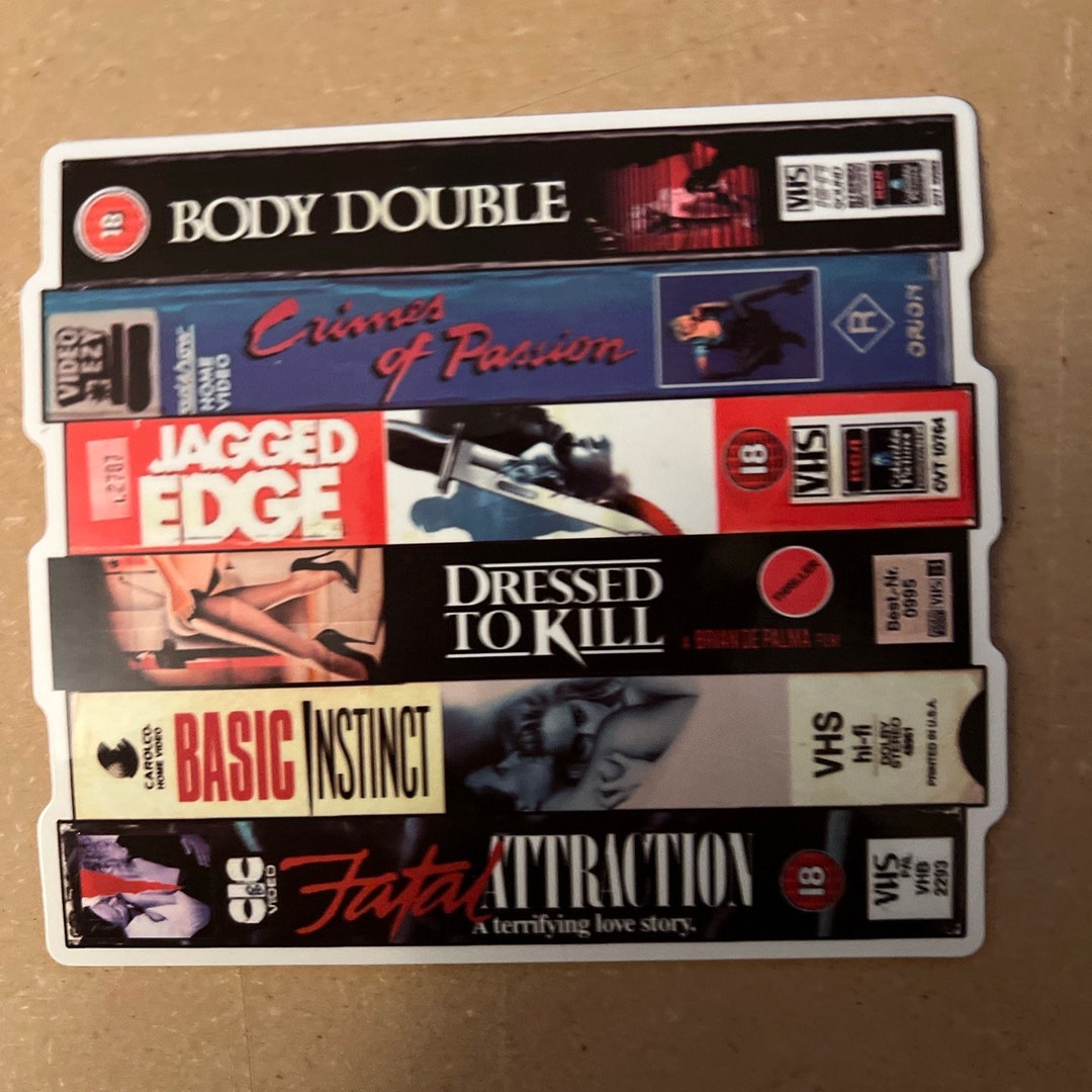 VHS Stack Sticker 80s Erotic Thrillers Fatal Attraction, Jagged Edge ...