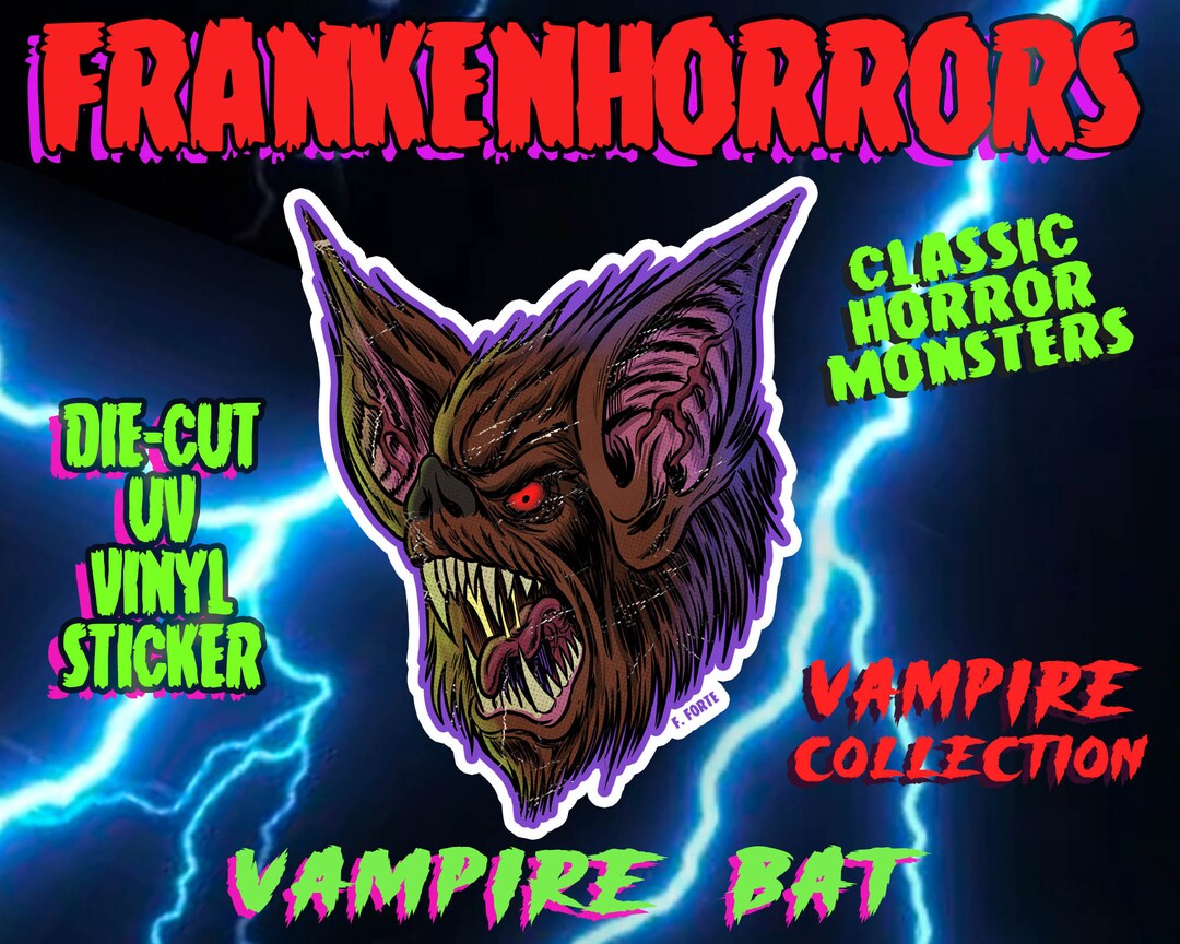 Frankenhorrors Vampire Bat 5 Sticker, Vampire Collection Vintage Horror ...