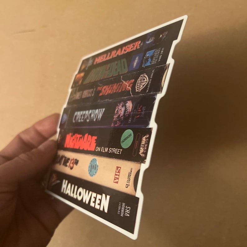 VHS Stack Sticker 80s Horror Films Nightmare on Elm Street Halloween ...