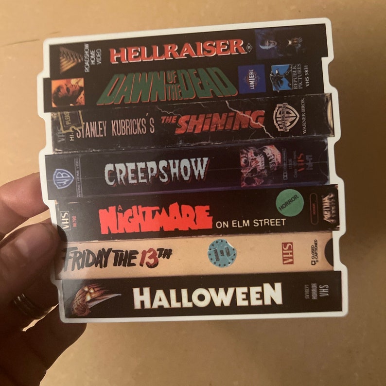 VHS Stack Sticker 80s Horror Films Nightmare on Elm Street Halloween ...