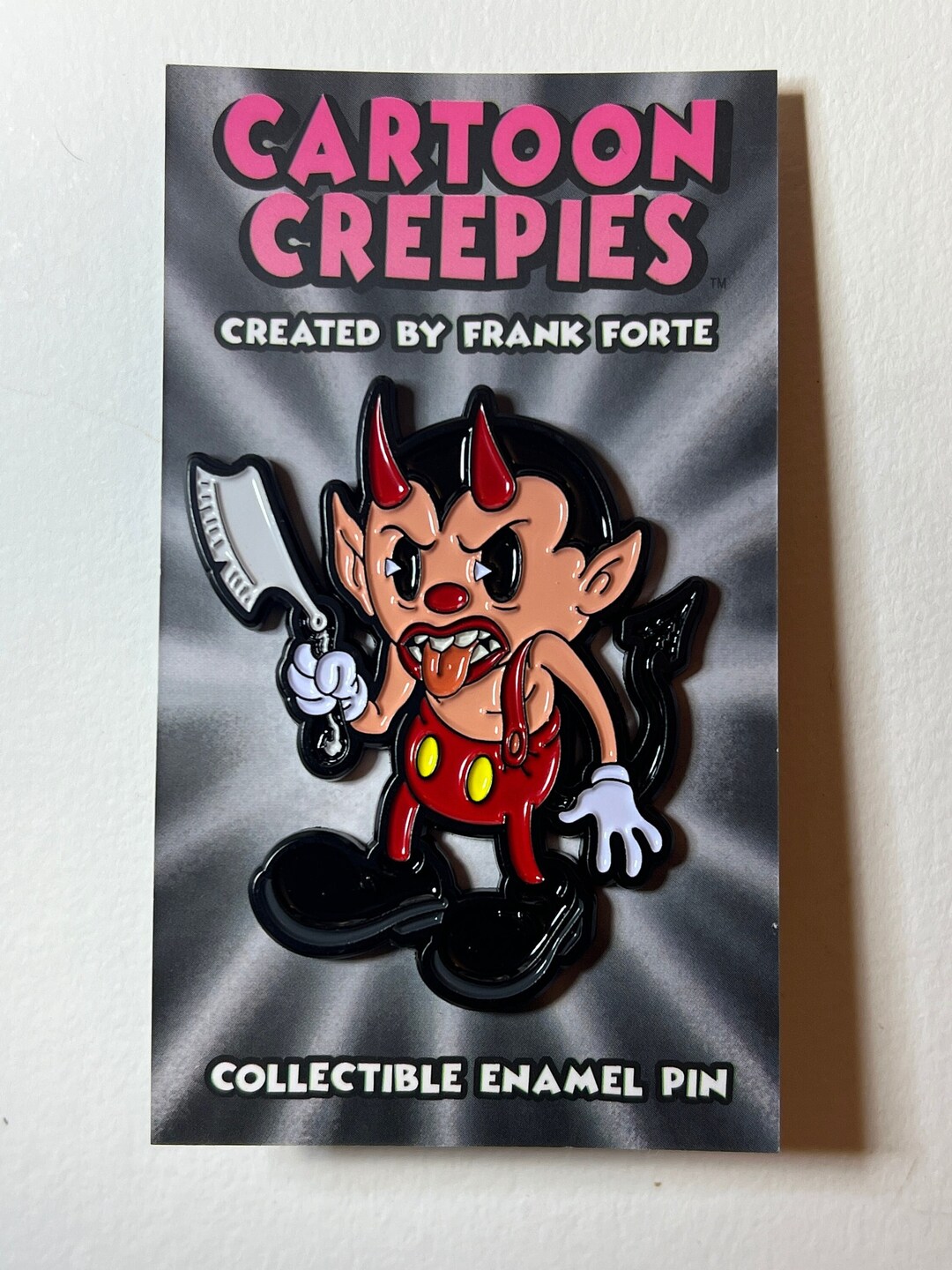 Cartoon Creepies Red Devil W/ Razor 2 Soft Enamel Pin Designed Frank ...