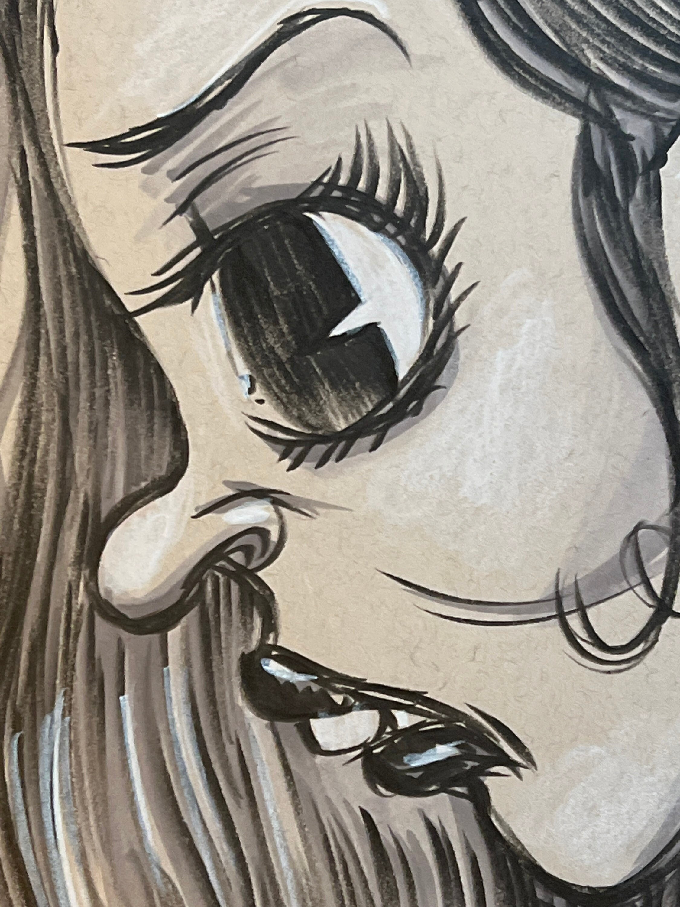 Sexy Goth Girl Face Profile Horror Original Art by Frank Forte - Etsy